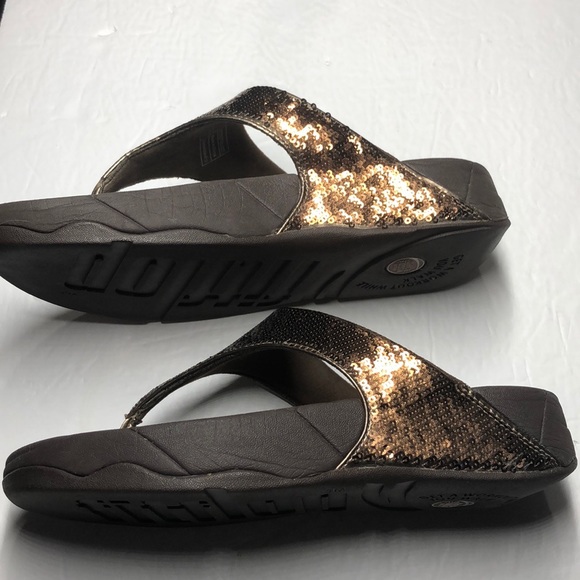 Fitflop | Shoes | Fitflop Brown Sequined Flip Flops Size 7 | Poshmark
